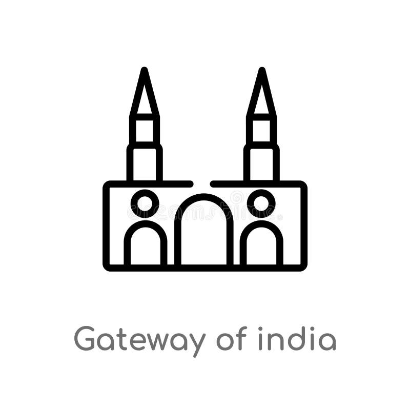Outline Gateway of India Vector Icon. Isolated Black Simple Line ... Outline Gateway of India Vector Icon. Isolated Black Simple Line ...