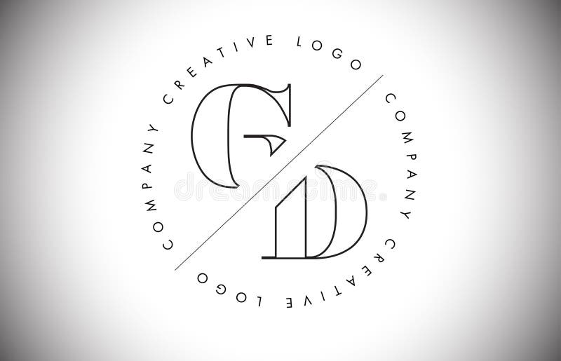 Outline GD G D Letter Logo with Cut and Intersected Design and Circled ...