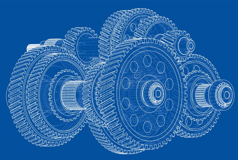 Outline Gearbox Concept. Vector Stock Vector - Illustration of line ...