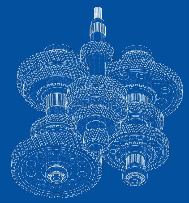Outline Gearbox Concept. Vector Stock Vector - Illustration of cogwheel ...