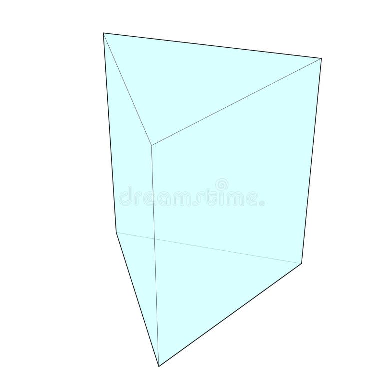 Outline of a Geometric Triangular Prism Shape with Blue Infill Stock ...