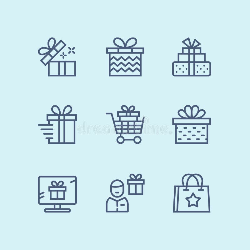 Outline Gift, Present, Surprise Vector Simple Outline Icons for Web and ...