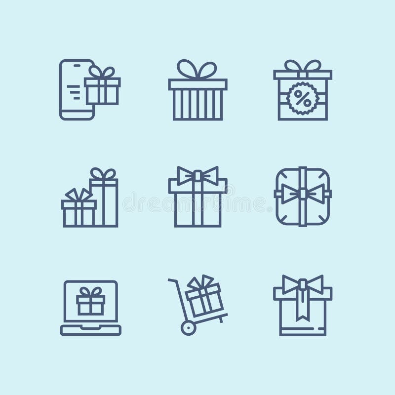 Outline Gift, Present, Surprise Vector Simple Outline Icons for Web and ...