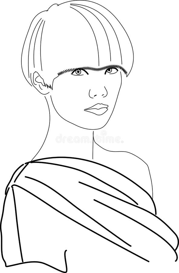 Outline girl stock illustration. Illustration of fringe - 17319715