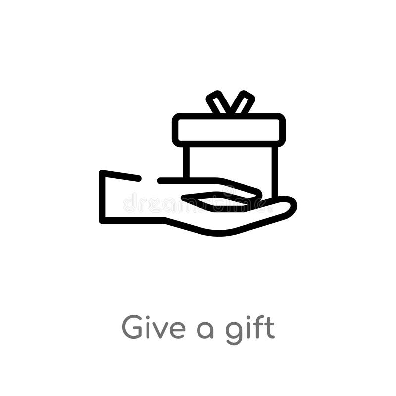 Outline Give a Gift Vector Icon. Isolated Black Simple Line Element ...