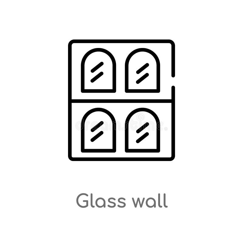 Outline Glass Wall Vector Icon. Isolated Black Simple Line Element ...
