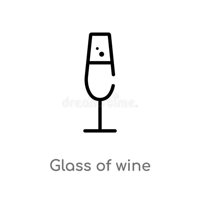 Outline Glass of Wine Vector Icon. Isolated Black Simple Line Element ...