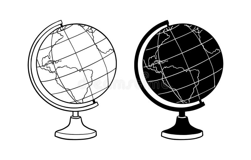 Outline Globe Doodle Sketch. Hand Drawn School Globe on a Stand. Model ... Outline Globe Doodle Sketch. Hand Drawn School Globe on a Stand. Model ...