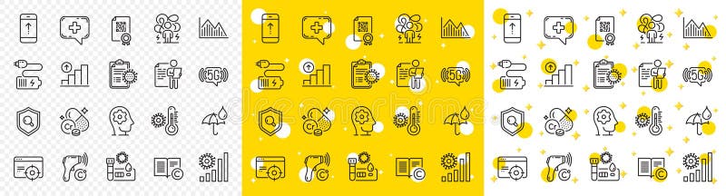 Outline Graph Chart, Job Interview and Qr Code Line Icons. for Web App ...