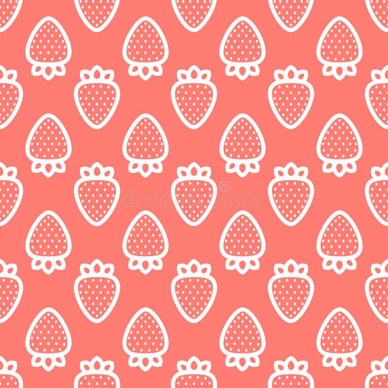 Outline Graphic Style Strawberry Seamless Vector Pattern Pink Stock ...