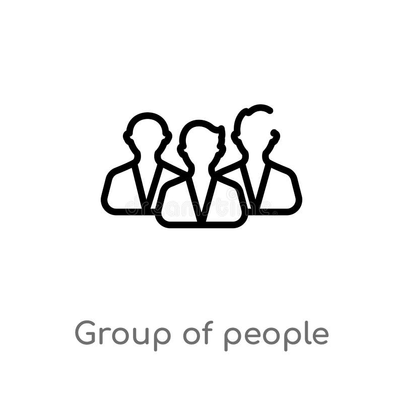 Outline Group of People Vector Icon. Isolated Black Simple Line Element ...