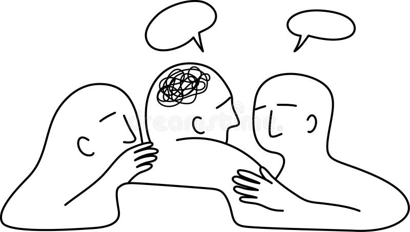 Outline of Group Therapy and Talk Therapy, Vector Illustration. Stock ...