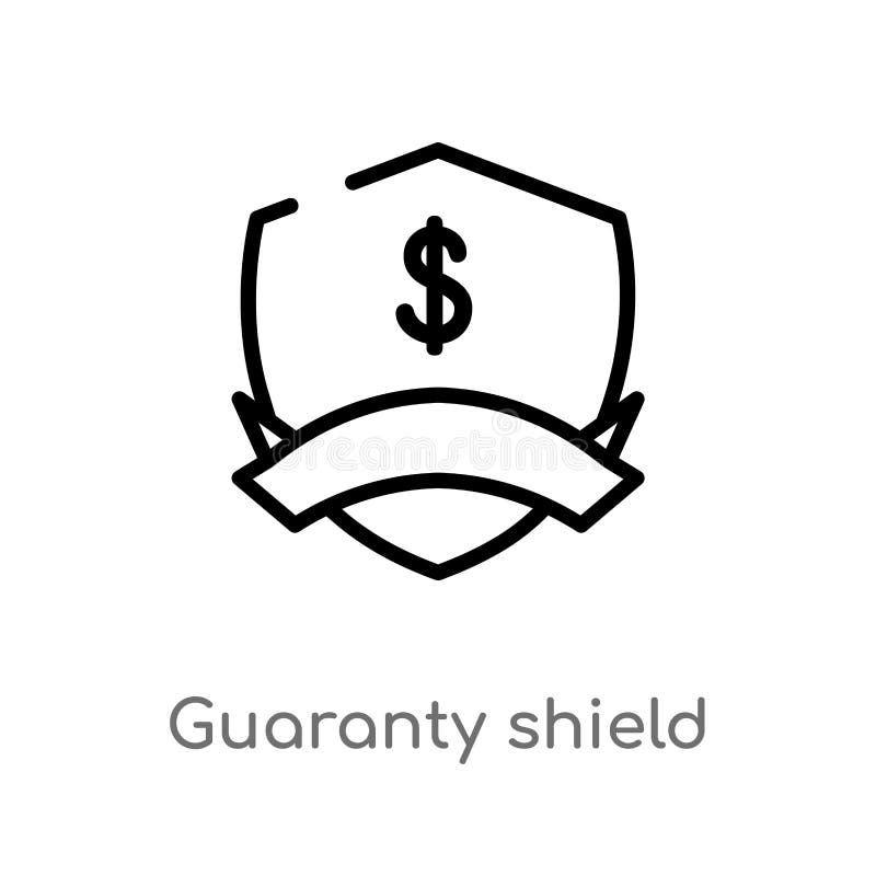 Outline Guaranty Shield Vector Icon. Isolated Black Simple Line Element ...