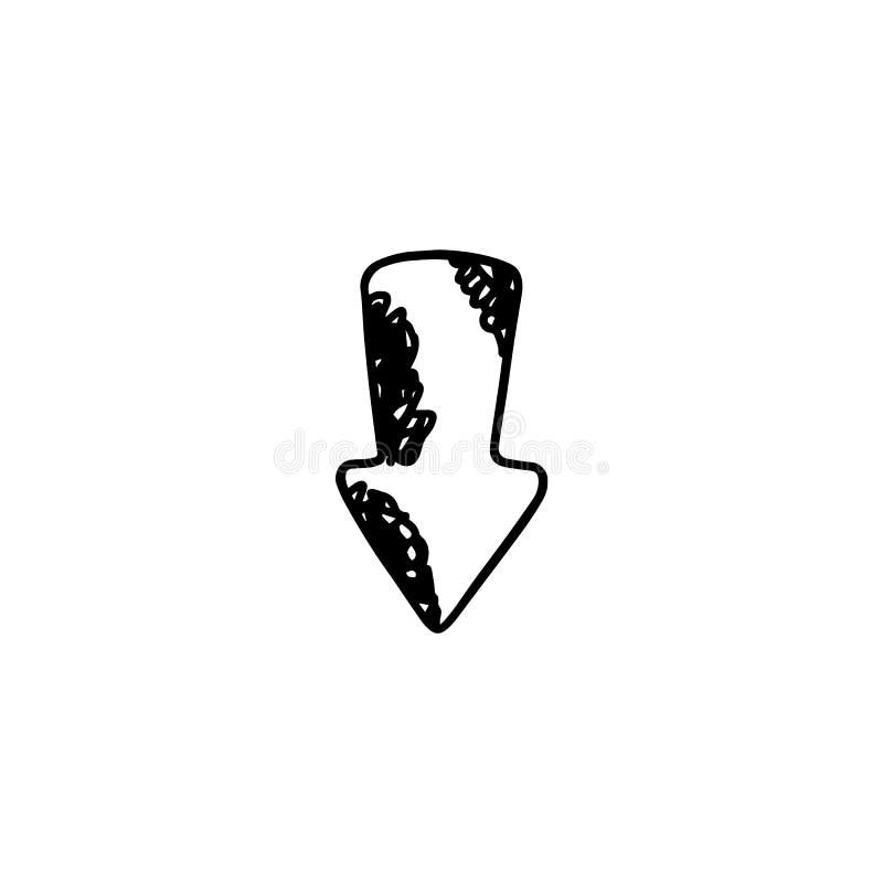 Arrow Icon, Pencil Sketch 3d Graffiti Icon. Arrow Doodle Pointing Down ...