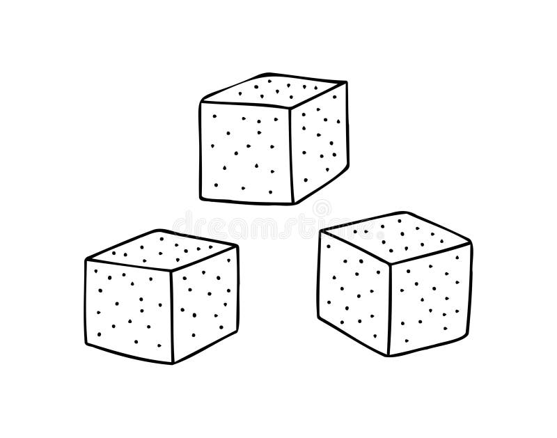 Outline Hand Drawn Sugar Cubes. Doodle Sugar Cubes Sweet Lump Stock ...
