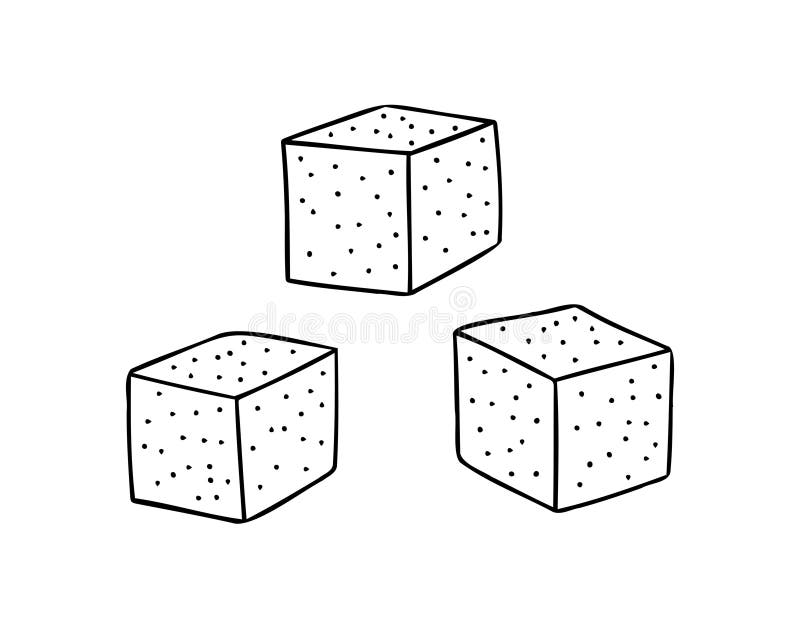 Outline Hand Drawn Sugar Cubes. Doodle Sugar Cubes Sweet Lump Stock ...