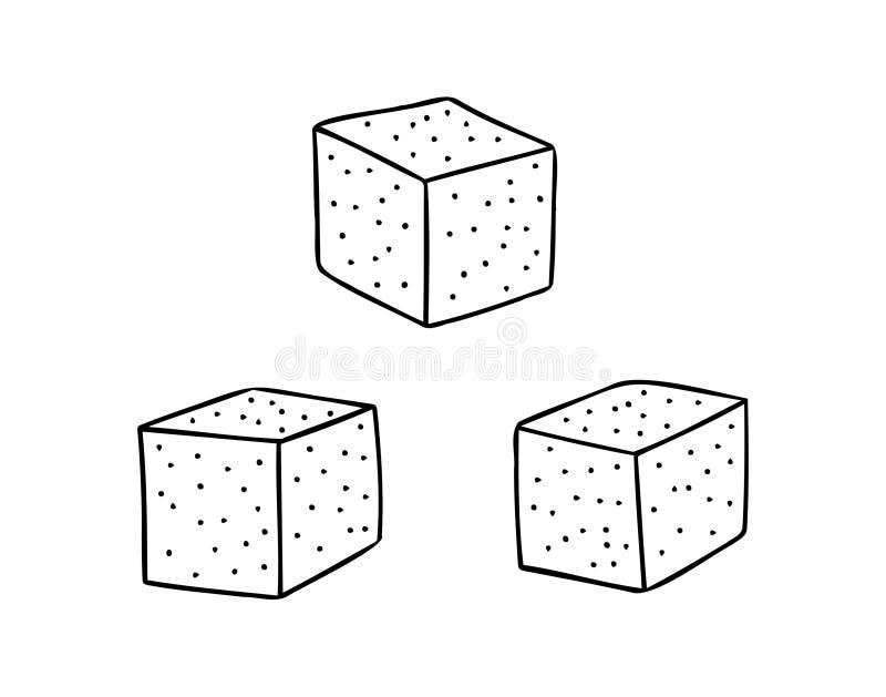 Outline Hand Drawn Sugar Cubes. Doodle Sugar Cubes Sweet Lump Stock ...