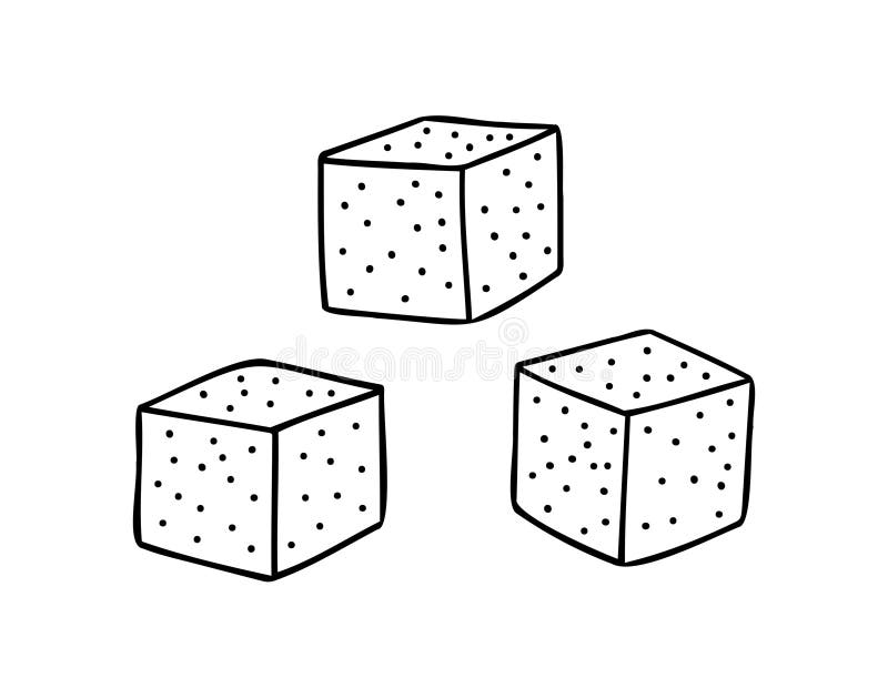 Outline Hand Drawn Sugar Cubes. Doodle Sugar Cubes Sweet Lump Stock ...