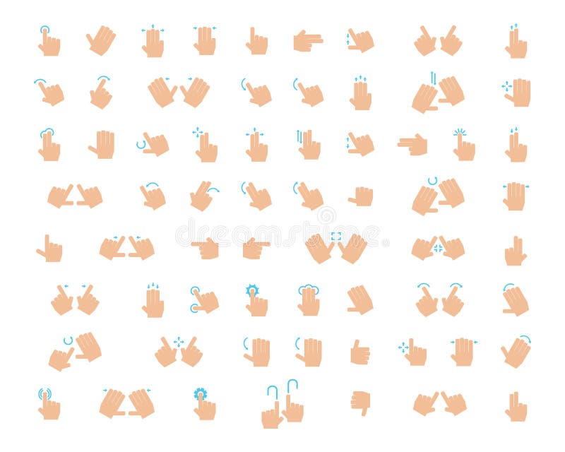 Outline Hand Finger Gesture Vector Icon Set Stock Vector - Illustration ...