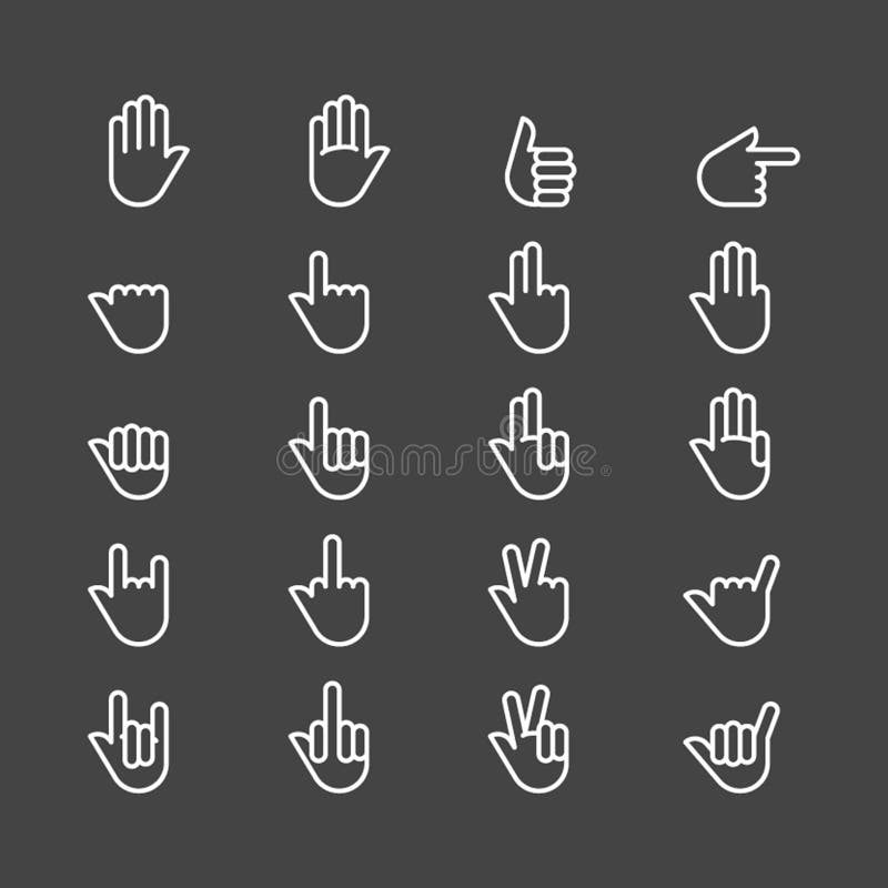 Outline Hands Icon Set. Vector Illustration, Flat Design Stock Vector ...