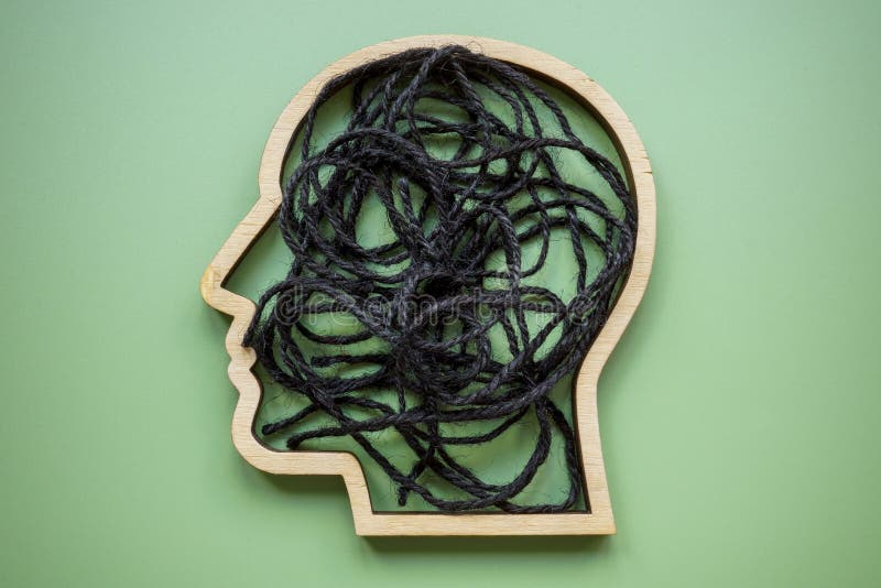 Outline of a Head with Black Threads Inside. this Could Symbolize ...