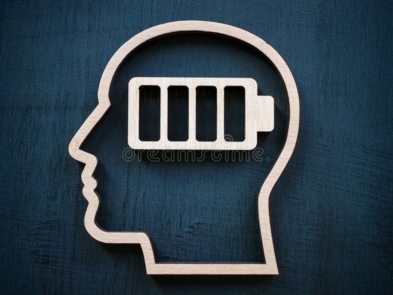 The Outline of Head with a Dead Battery Inside. Burnout and Fatigue ...