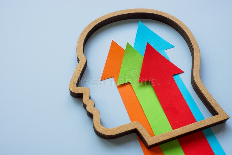 Outline of a Head with Growing Arrows Inside. Personal Development or ...