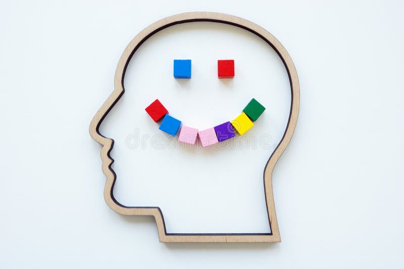 Outline of a Head and a Smiley Face Made of Colored Cubes As a Concept ...