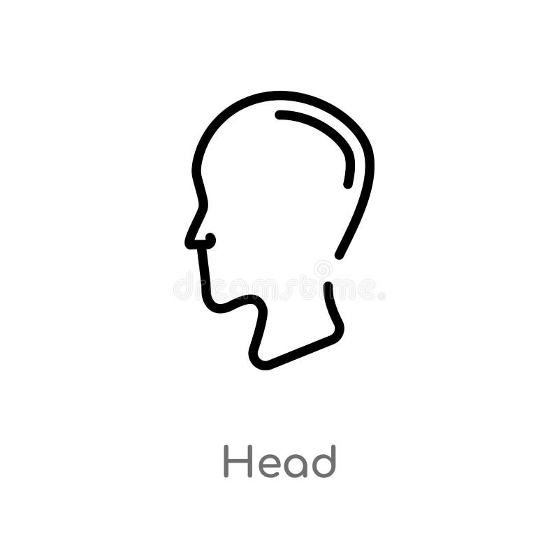 Outline Head Vector Icon. Isolated Black Simple Line Element ...