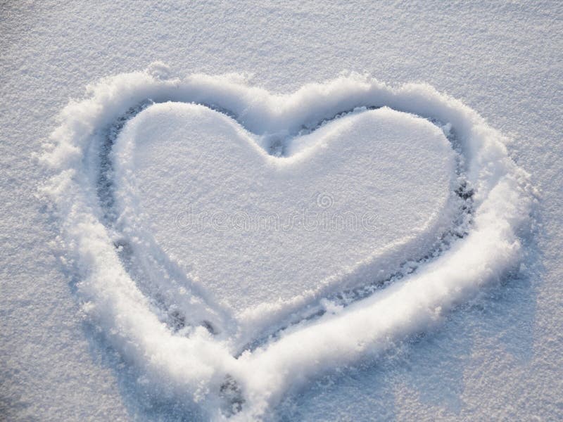 Outline of a Heart Shape Drawn in the Snow. Stock Image - Image of ...