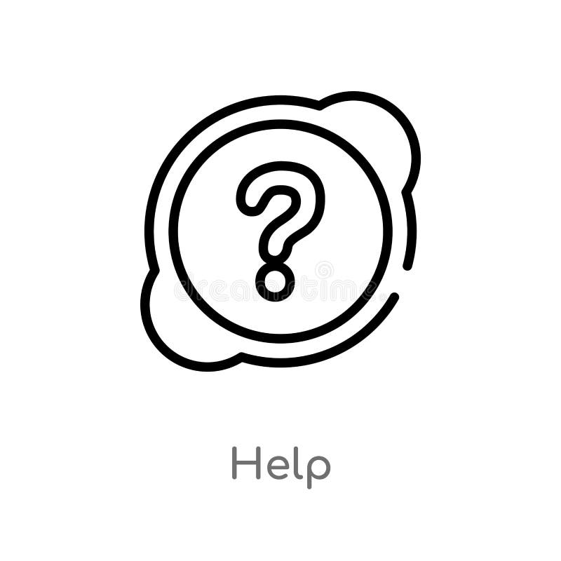 Outline Help Vector Icon. Isolated Black Simple Line Element ...