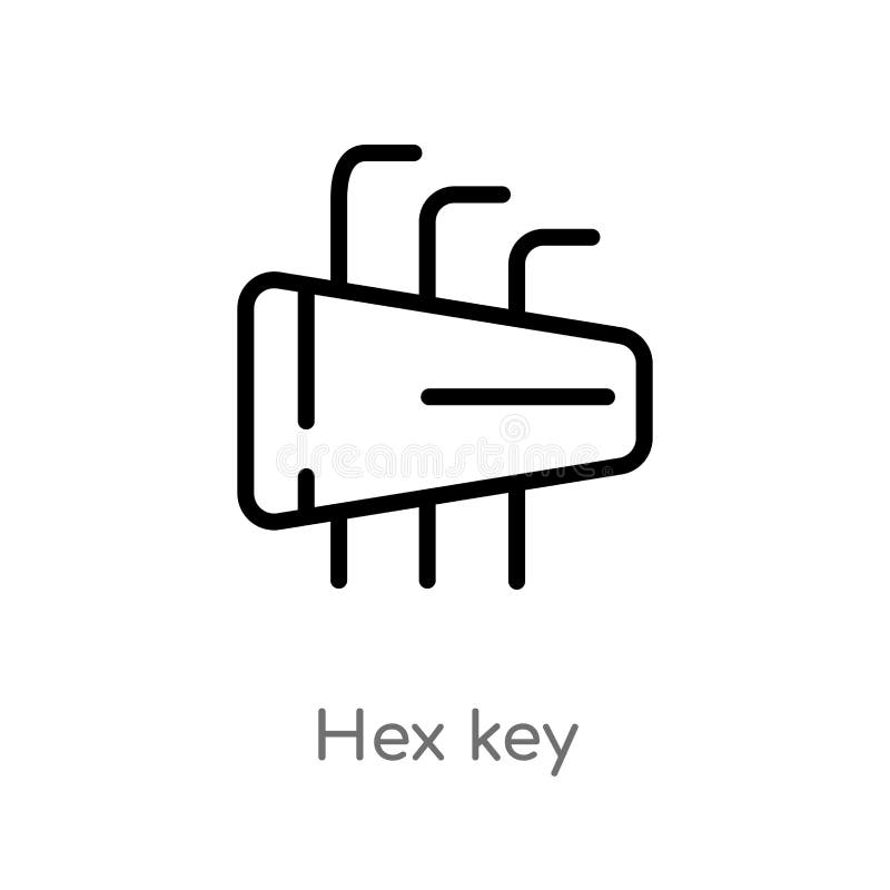 Outline Hex Key Vector Icon. Isolated Black Simple Line Element ...