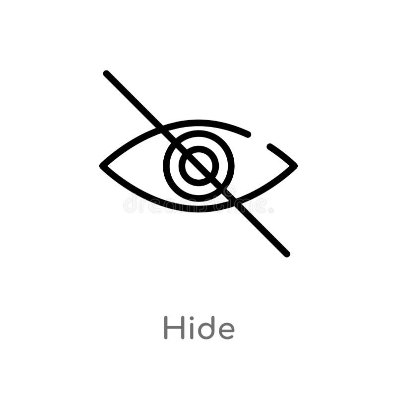 Outline Hide Vector Icon. Isolated Black Simple Line Element ...