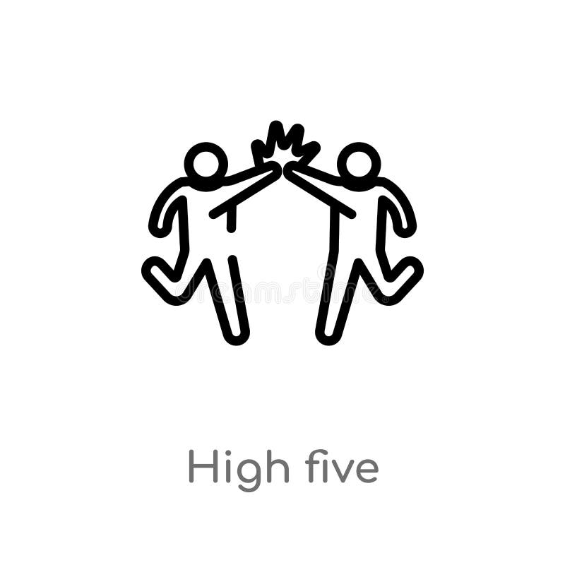 Outline High Five Vector Icon. Isolated Black Simple Line Element ...