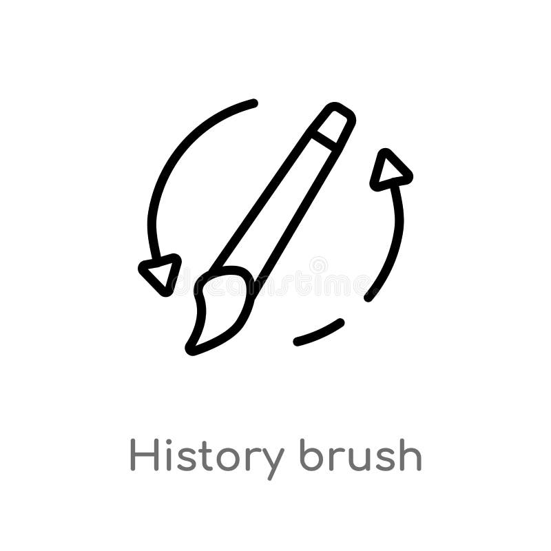 Outline History Brush Vector Icon. Isolated Black Simple Line Element ...