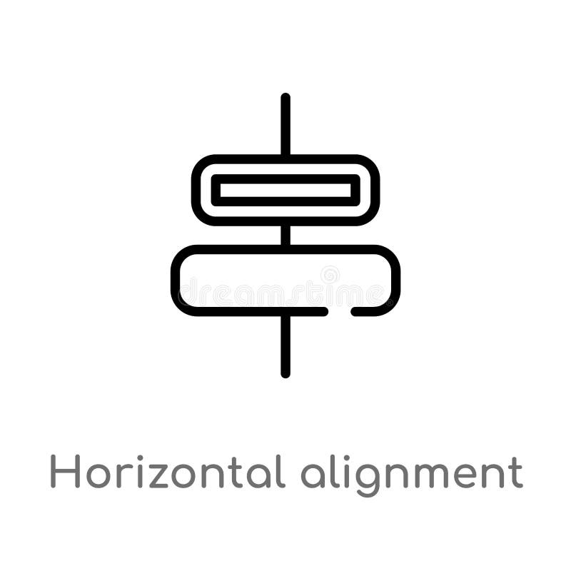 Outline Horizontal Alignment Vector Icon. Isolated Black Simple Line ...