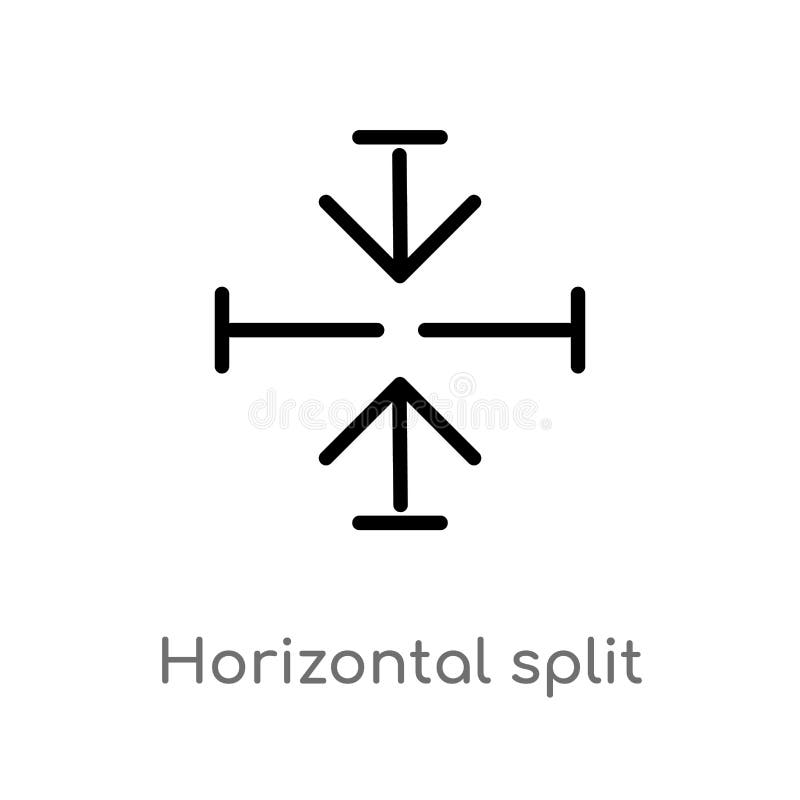 Outline Horizontal Split Vector Icon. Isolated Black Simple Line ...