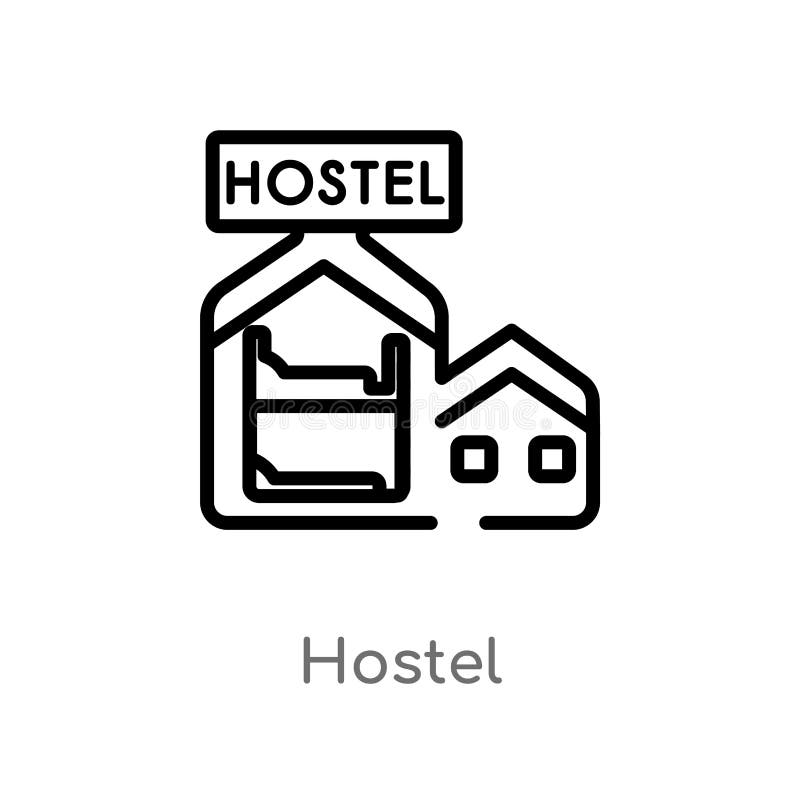Hostel Line Icon Concept. Hostel Flat Vector Symbol, Sign, Outline ...