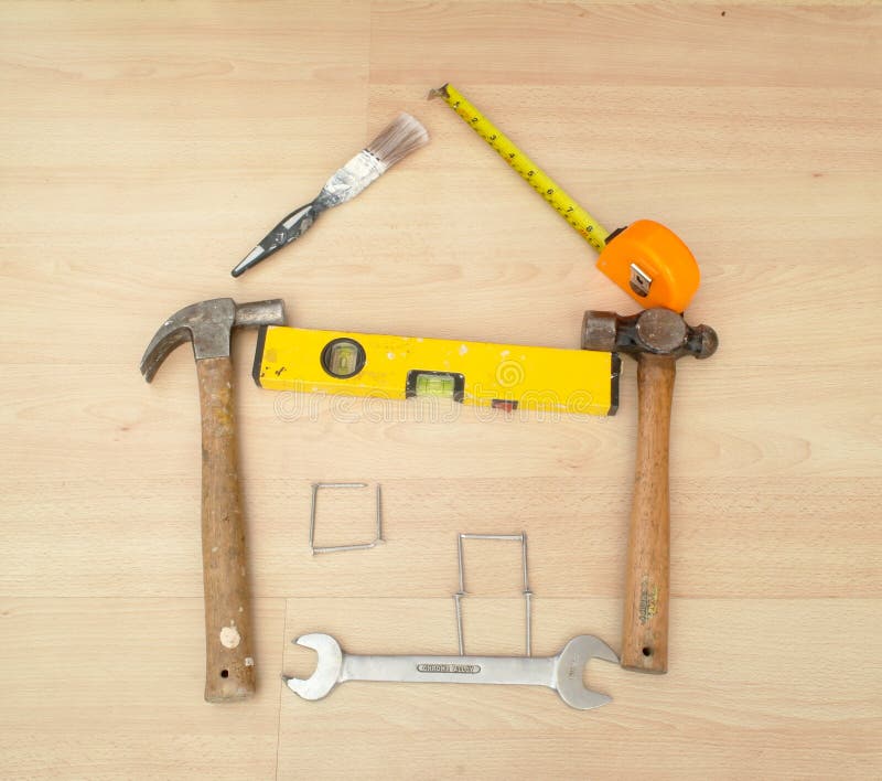 Outline of a House Made from Household Tools Stock Image - Image of ...