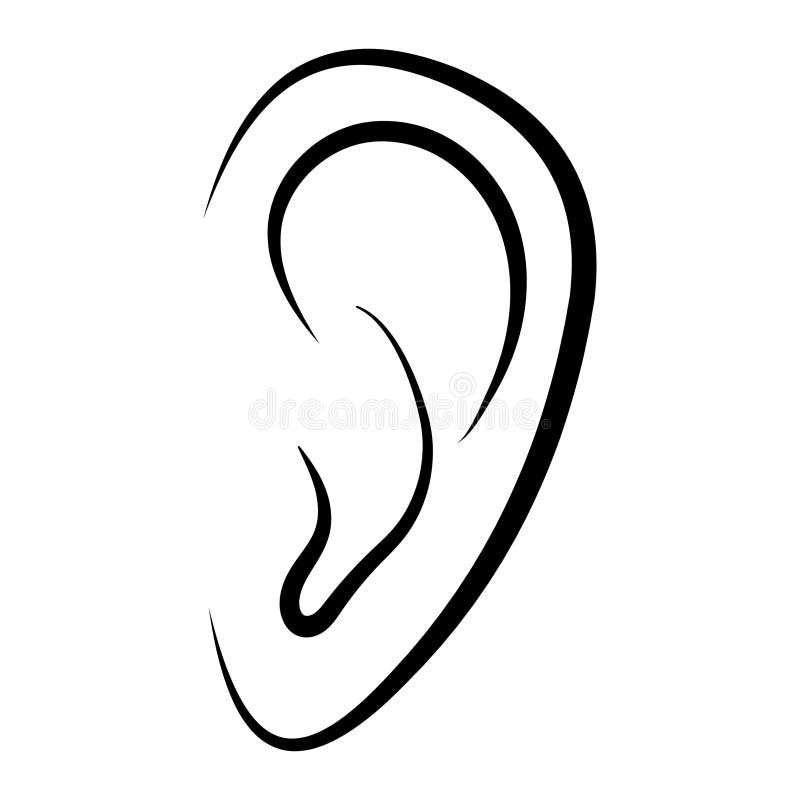 Outline Human Ear Organ of Hearing, Ear Side View Stock Vector ...