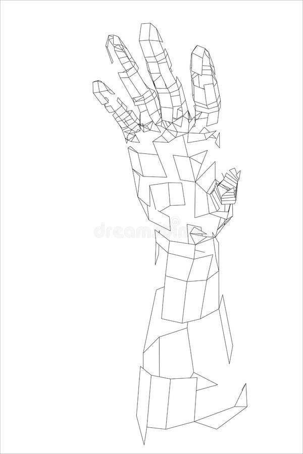 Outline Human Hand Vector. Wire-frame Style Stock Vector - Illustration ...