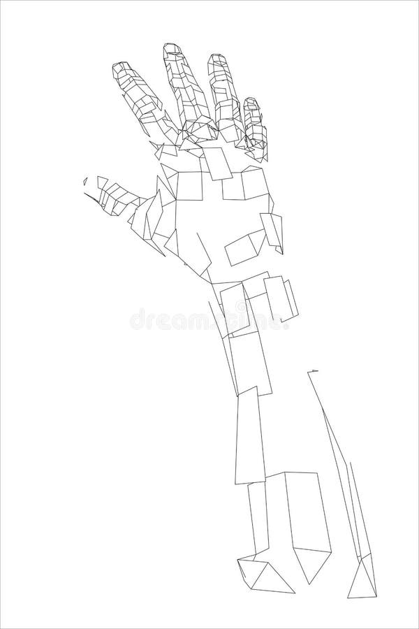 Outline Human Hand Vector. Wire-frame Style Stock Vector - Illustration ...