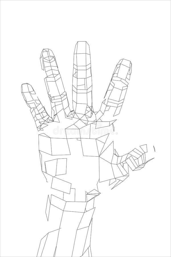 Outline Human Hand Vector. Wire-frame Style Stock Vector - Illustration ...