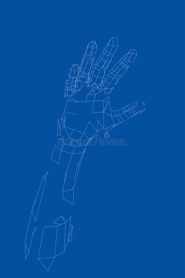 Outline Human Hand. Wire-frame Style Stock Illustration - Illustration ...
