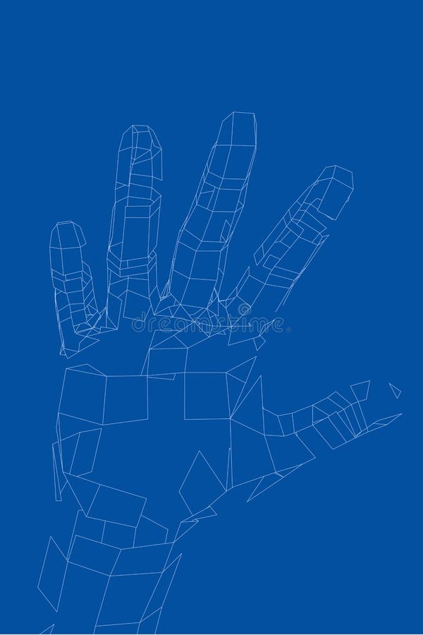 Outline Human Hand. Wire-frame Style Stock Illustration - Illustration ...
