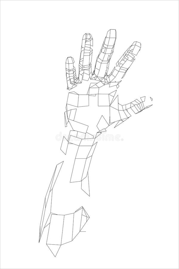 Human Hand. Wire Frame Render Stock Illustration - Illustration of ...