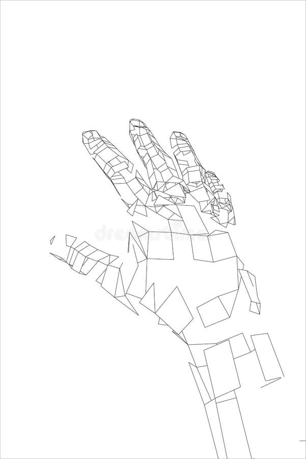 Human Hand Wire-frame. Vector Stock Vector - Illustration of design ...
