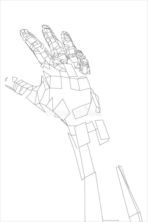 Human Hand. Wire Frame Render Stock Illustration - Illustration of ...