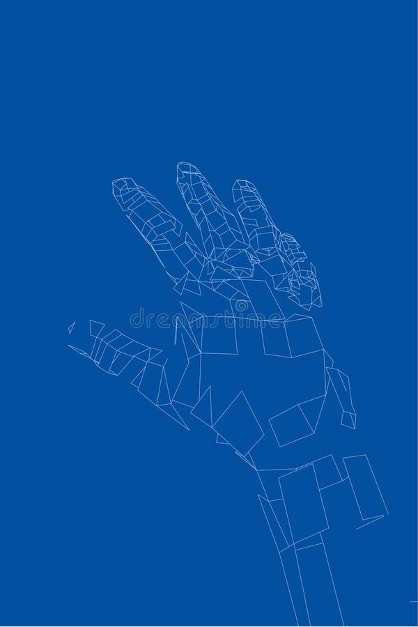 Outline Human Hand. Wire-frame Style Stock Illustration - Illustration ...