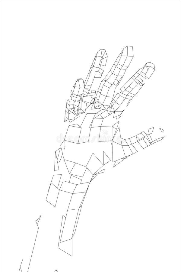 Human Hand. Wire Frame Render Stock Illustration - Illustration of ...